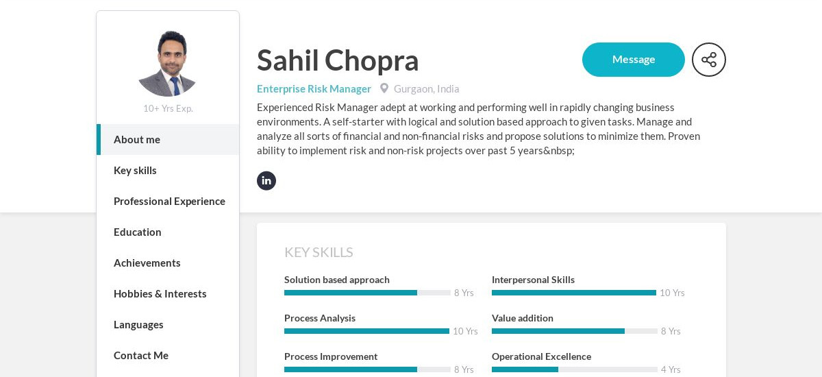 Sahil Chopra Online Resume | CraftmyCV