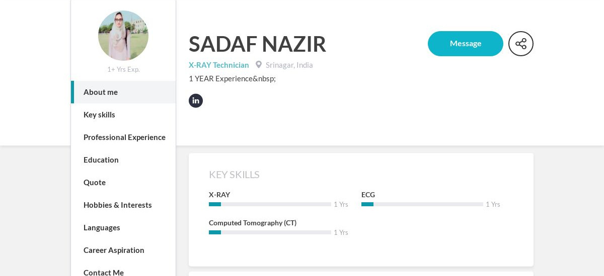 SADAF NAZIR Online Resume | CraftmyCV