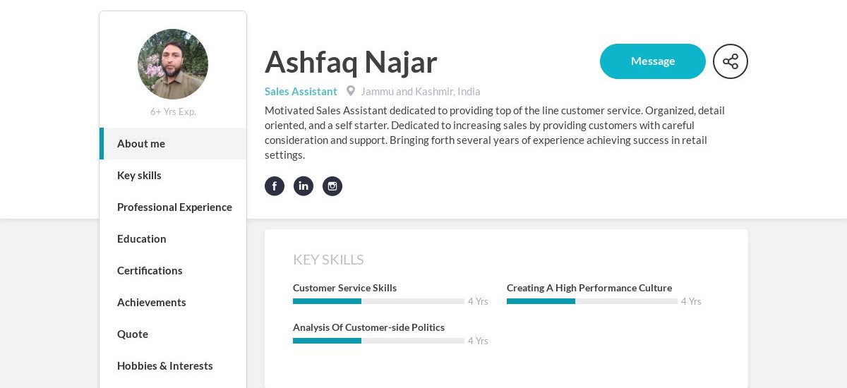 Ashfaq Najar Online Resume | CraftmyCV