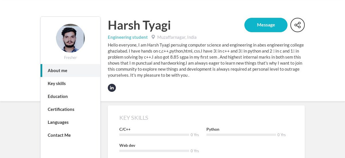 Harsh Tyagi Online Resume | CraftmyCV Harsh Tyagi Online Resume | CraftmyCV