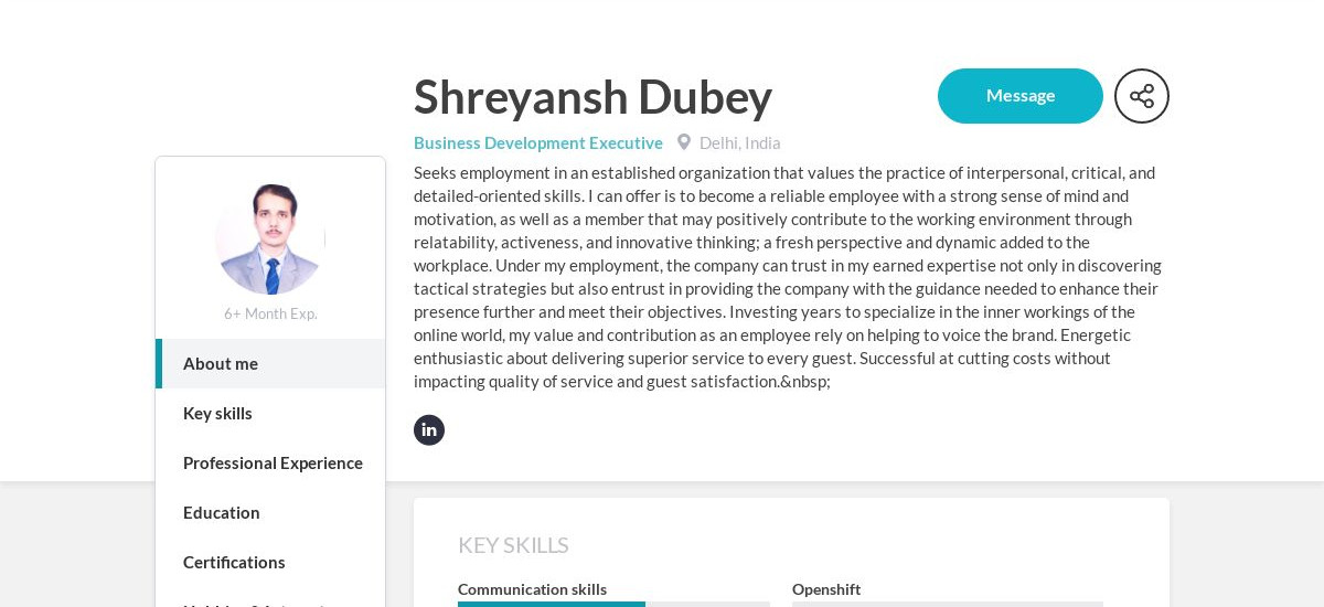 Shreyansh Dubey Online Resume | CraftmyCV