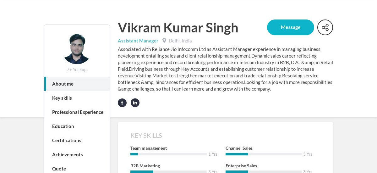 Vikram Kumar Singh Online Resume | CraftmyCV