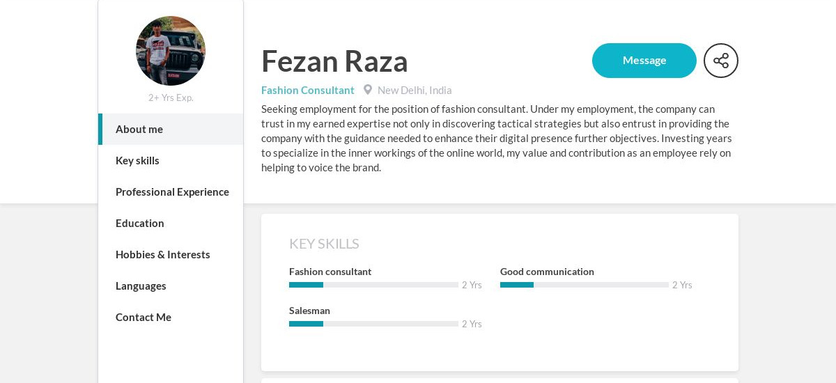 Fezan Raza Online Resume | CraftmyCV