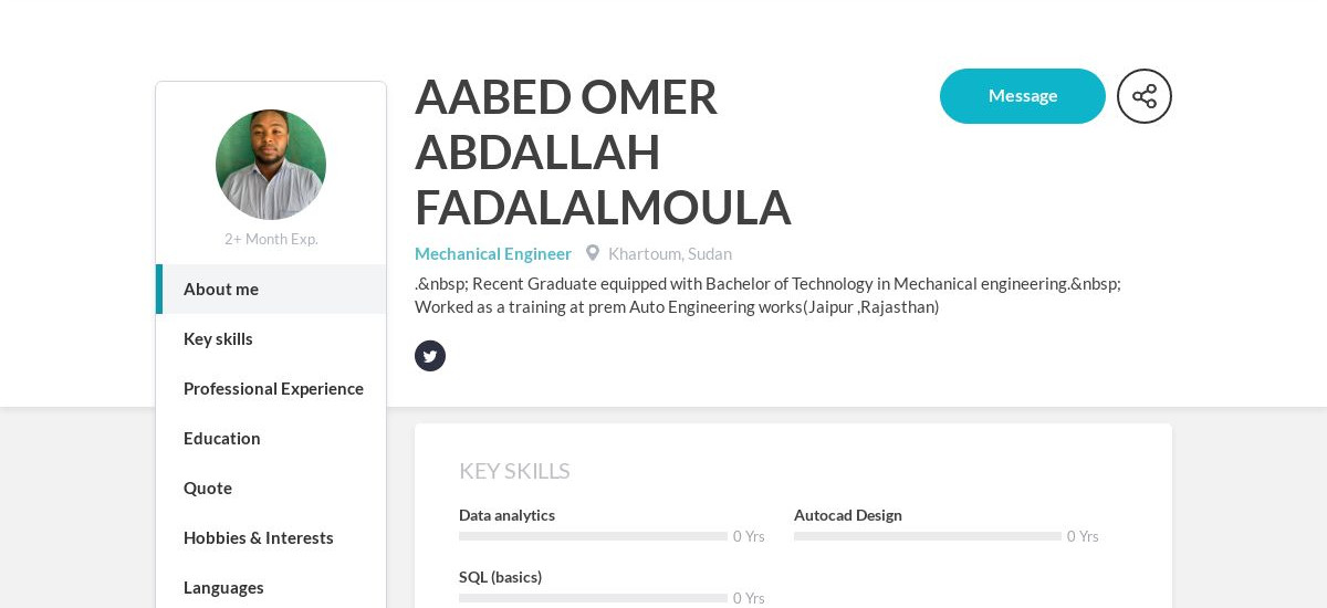 AABED OMER ABDALLAH FADALALMOULA Online Resume | CraftmyCV