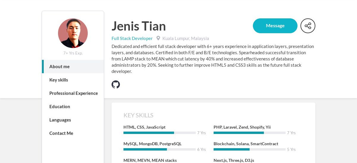 Jenis Tian Online Resume | CraftmyCV