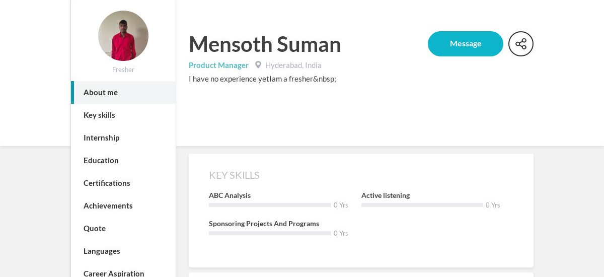 Mensoth Suman Online Resume | CraftmyCV