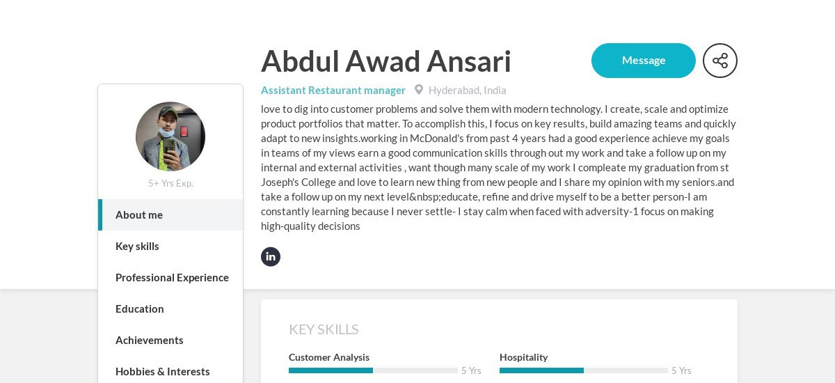 Abdul Awad Ansari Online Resume | CraftmyCV