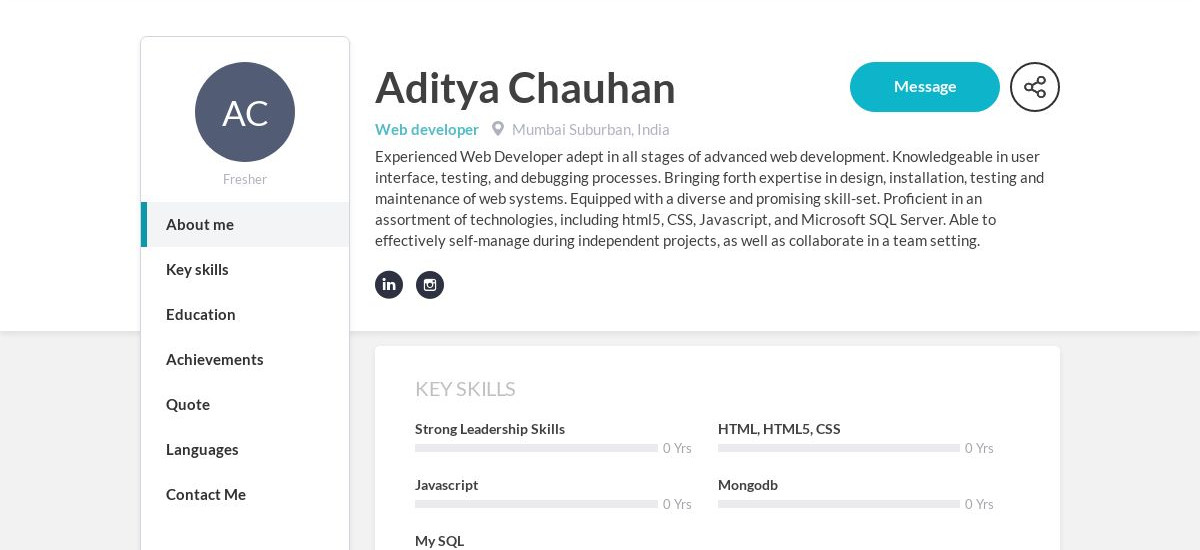 Aditya Chauhan Online Resume | CraftmyCV