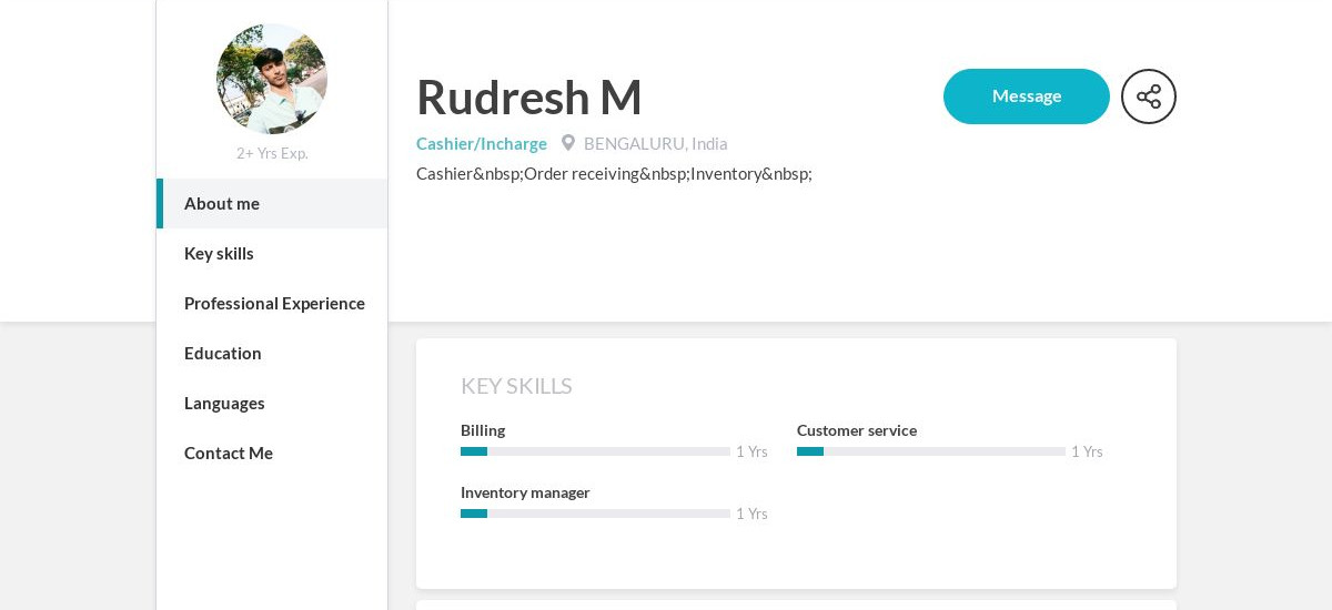 Rudresh M Online Resume | CraftmyCV