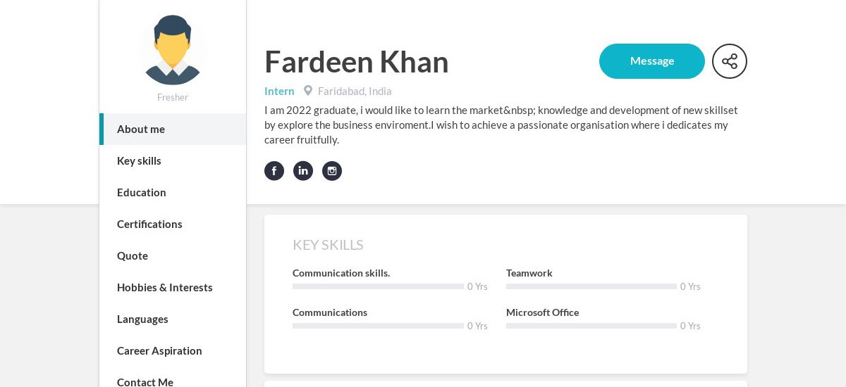 Fardeen Khan Online Resume | CraftmyCV