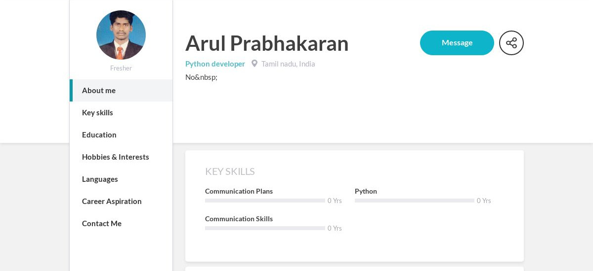 Arul Prabhakaran Online Resume | CraftmyCV