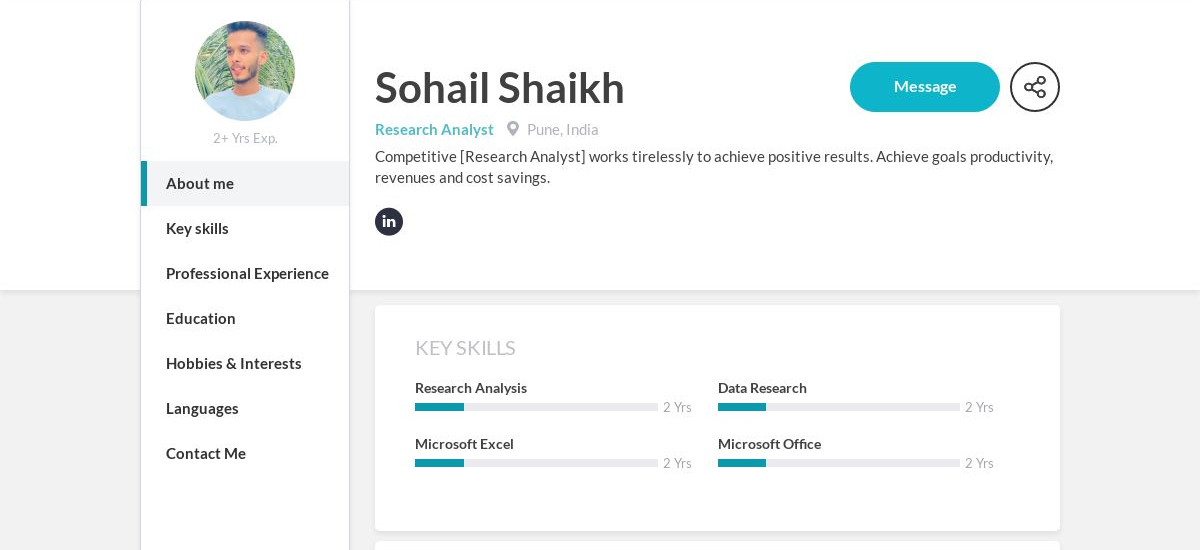 Sohail Shaikh Online Resume | CraftmyCV