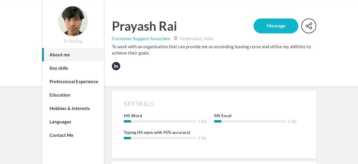 Prayash Rai Online Resume | CraftmyCV