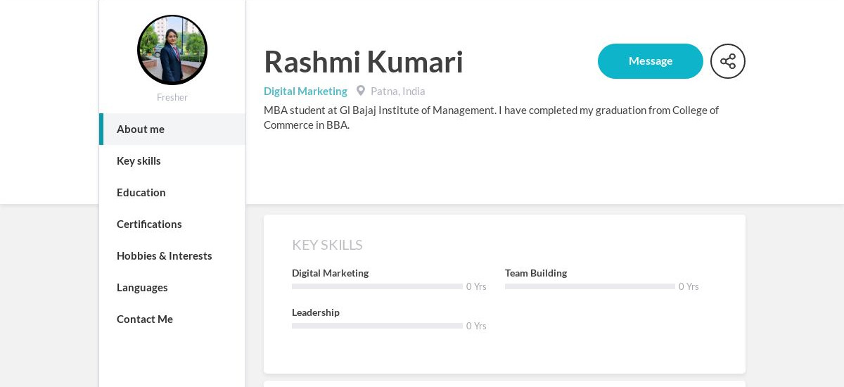 Rashmi Kumari Online Resume | CraftmyCV