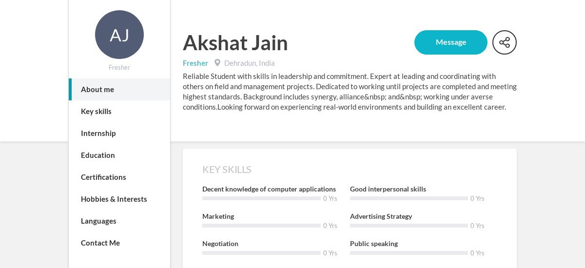 Akshat Jain Online Resume | CraftmyCV