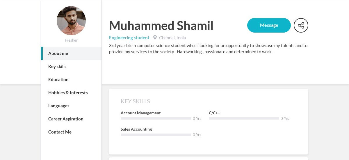 Muhammed Shamil Online Resume | CraftmyCV Muhammed Shamil Online Resume | CraftmyCV