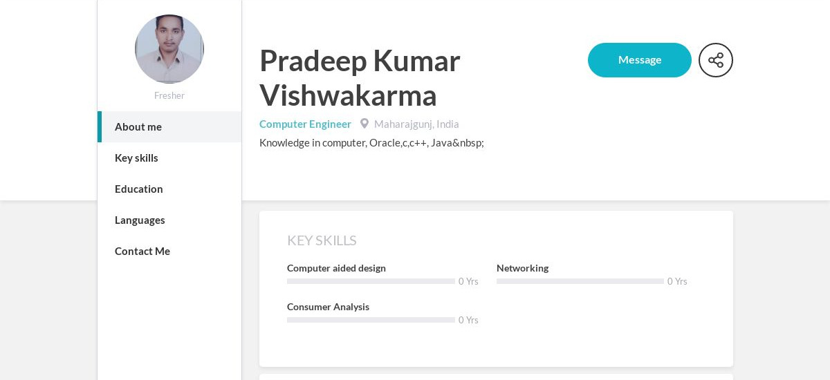 Pradeep Kumar Vishwakarma Online Resume | CraftmyCV