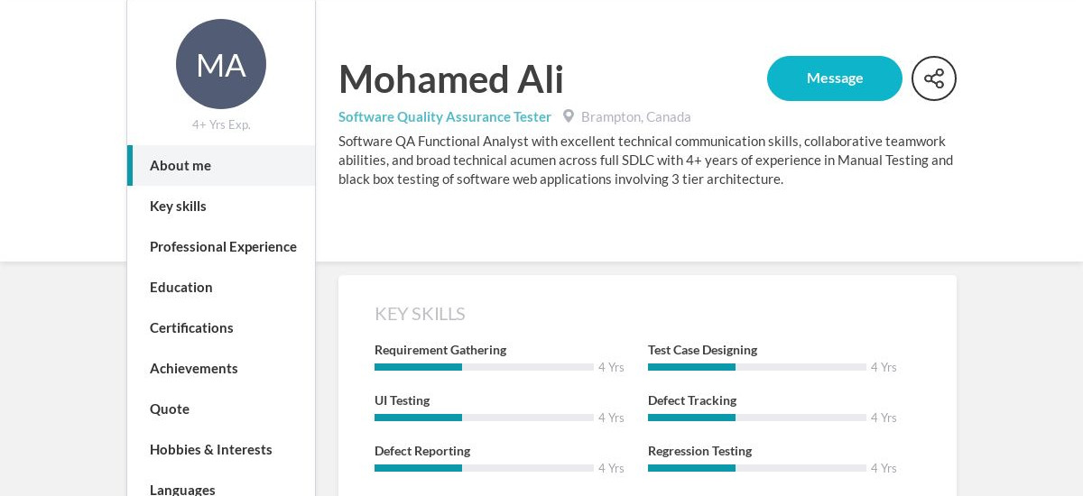 Mohamed Ali Online Resume | CraftmyCV