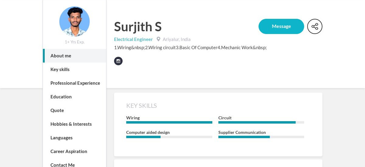 Surjith S Online Resume | CraftmyCV