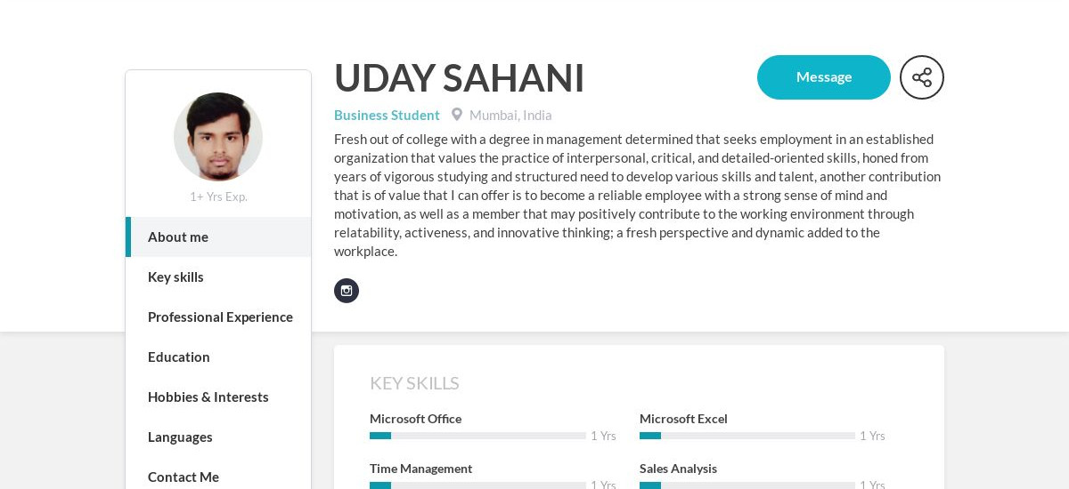 UDAY SAHANI Online Resume | CraftmyCV