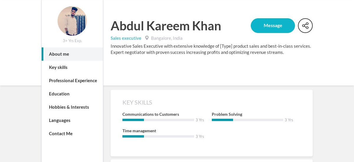 Abdul Kareem Khan Online Resume | CraftmyCV