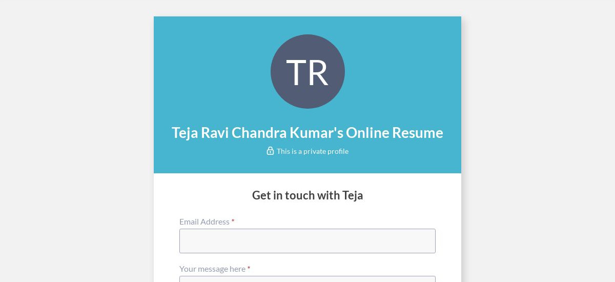 Teja Ravi Chandra Kumar Online Resume | CraftmyCV