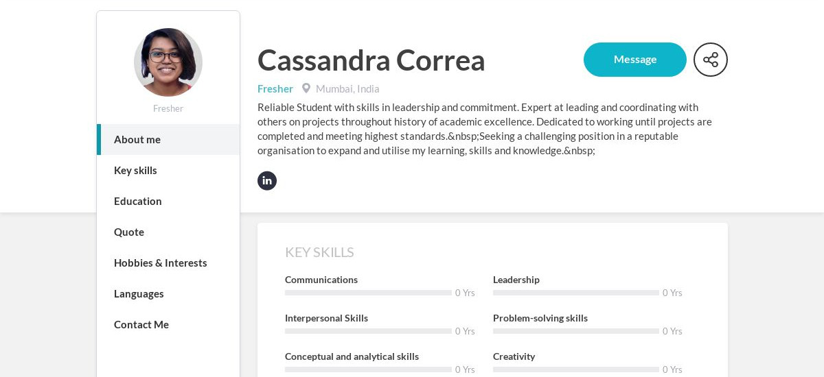 Cassandra Correa Online Resume | CraftmyCV