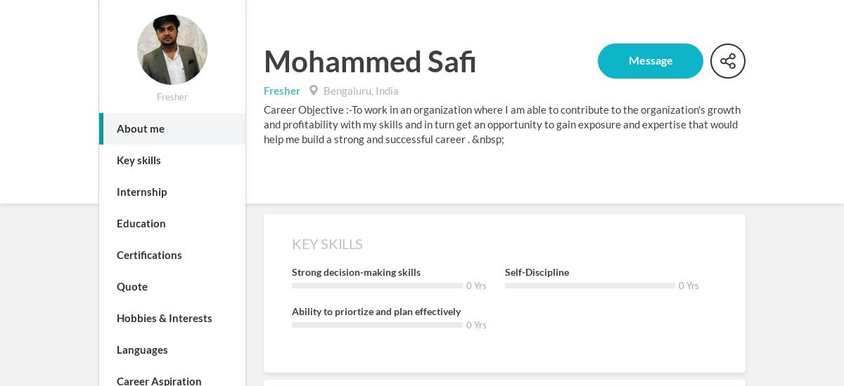 Mohammed Safi Online Resume | CraftmyCV
