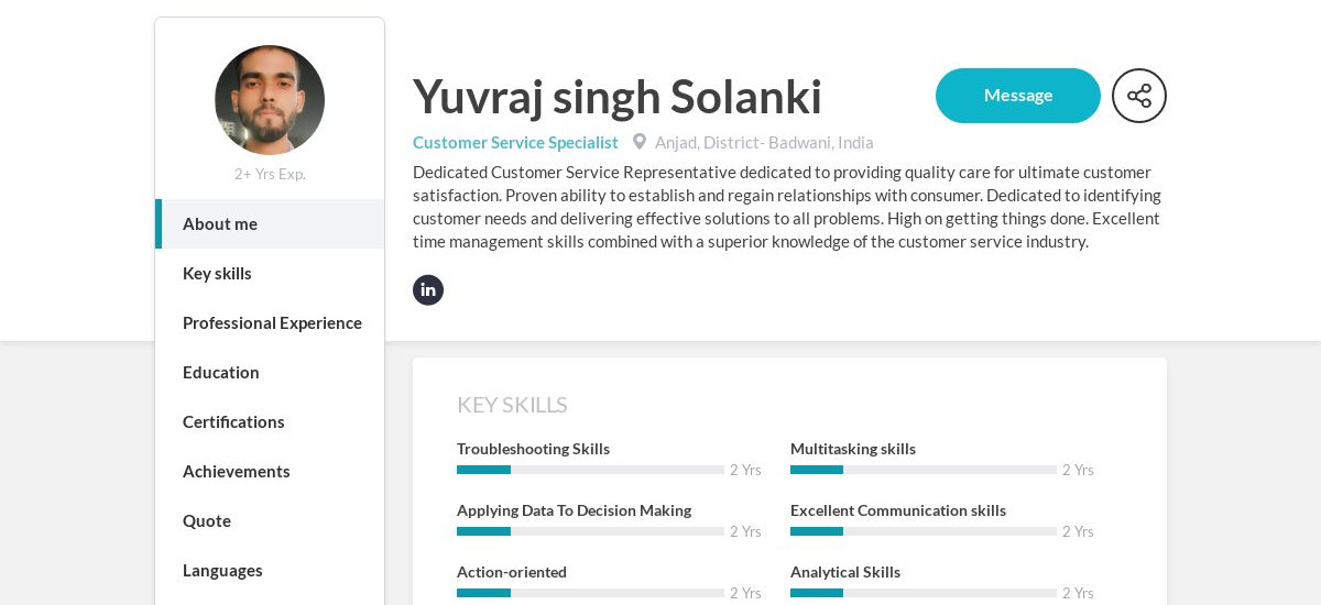 Yuvraj singh Solanki Online Resume | CraftmyCV