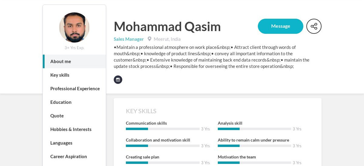 Mohammad Qasim Online Resume | CraftmyCV