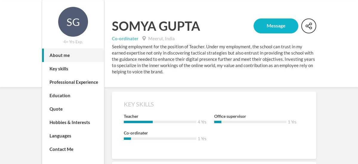 SOMYA GUPTA Online Resume | CraftmyCV