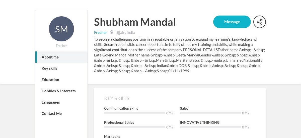 Shubham Mandal Online Resume | CraftmyCV