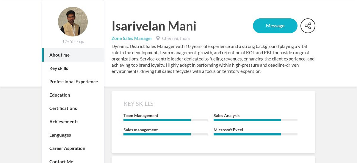 Isarivelan Mani Online Resume | CraftmyCV