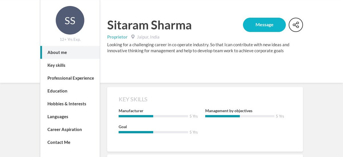 Sitaram Sharma Online Resume | CraftmyCV