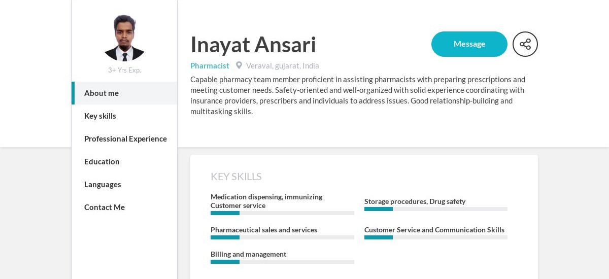 Inayat Ansari Online Resume | CraftmyCV