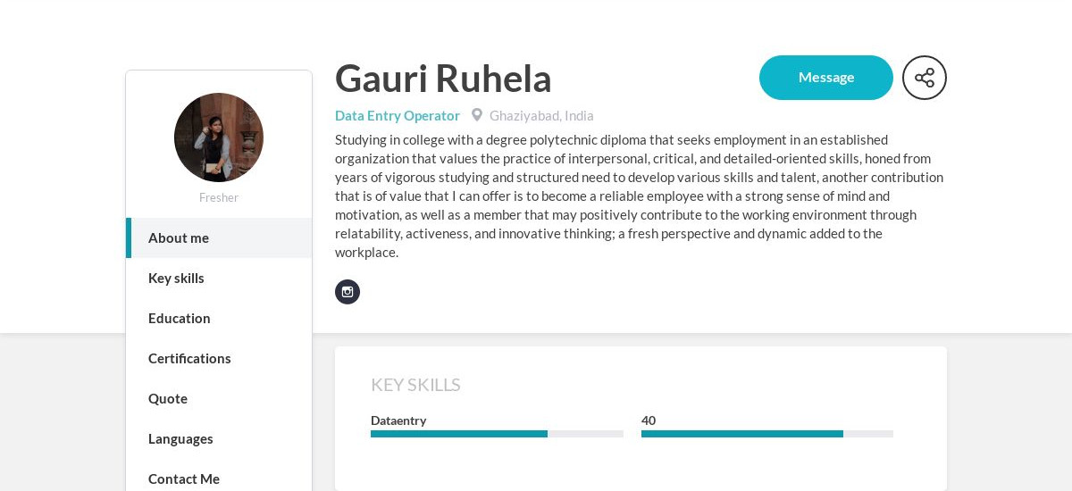 Gauri Ruhela Online Resume | CraftmyCV
