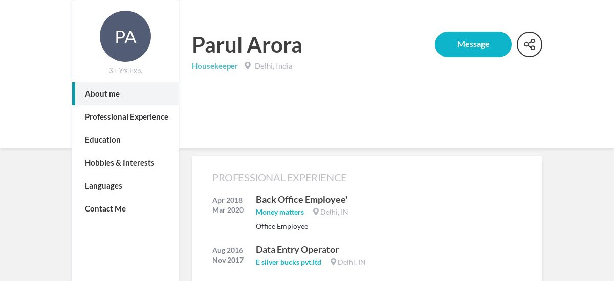 Parul Arora Online Resume | CraftmyCV