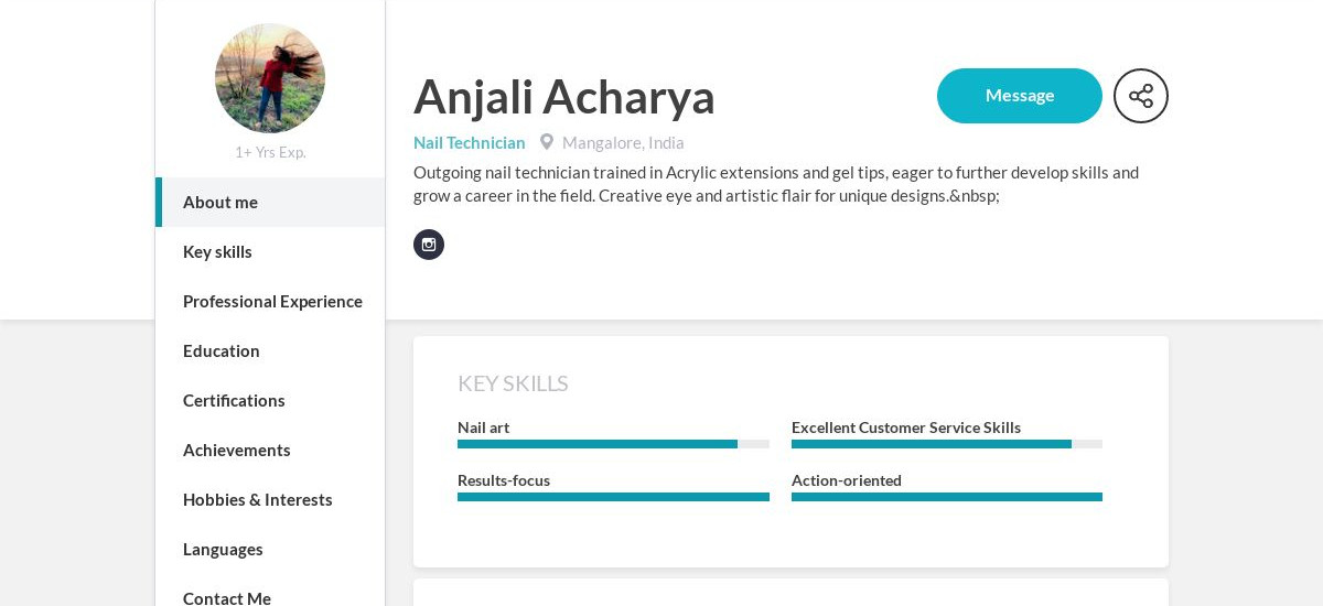 Anjali Acharya Online Resume | CraftmyCV