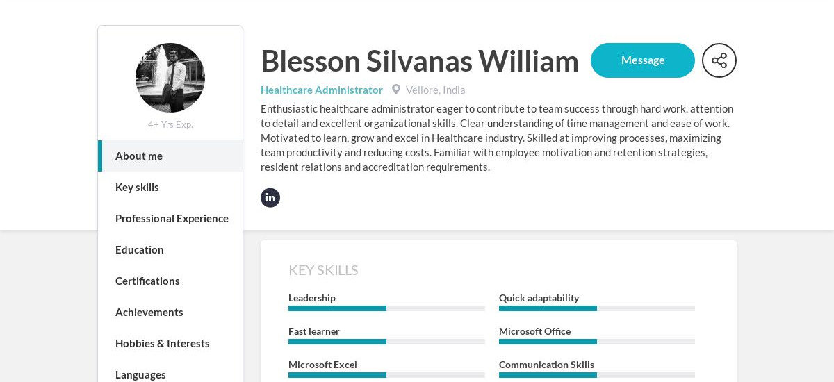 Blesson Silvanas William Online Resume | CraftmyCV