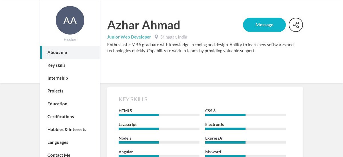 Azhar Ahmad Online Resume | CraftmyCV