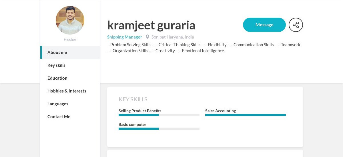 Kramjeet Guraria Online Resume | CraftmyCV