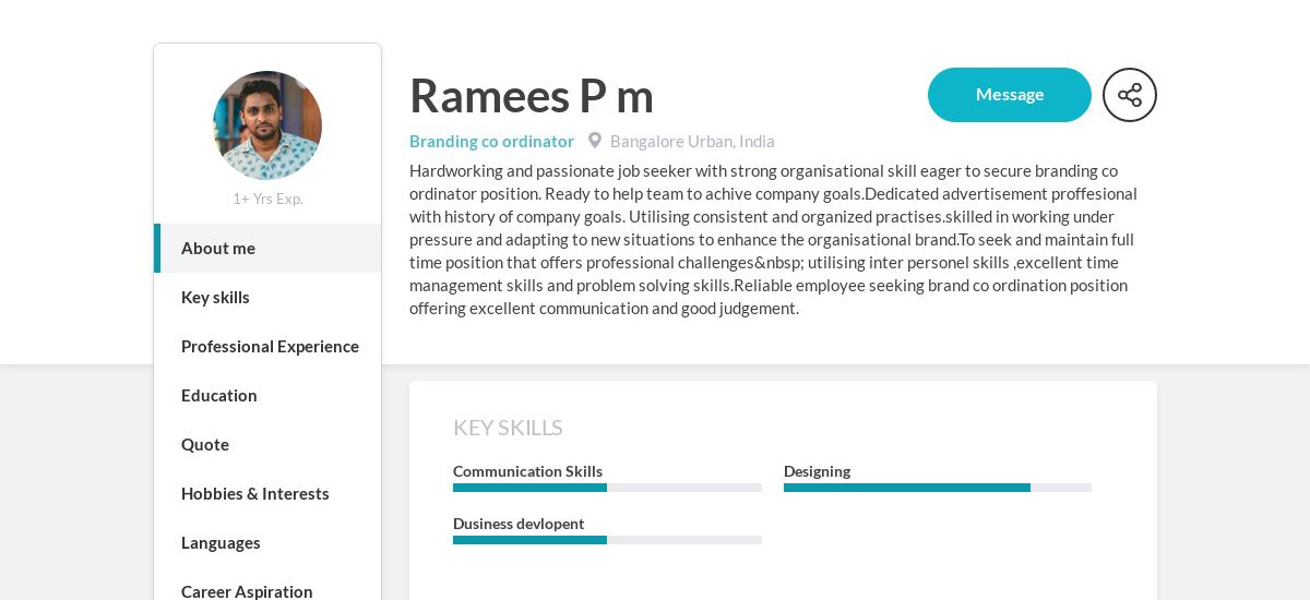 Ramees P m Online Resume | CraftmyCV