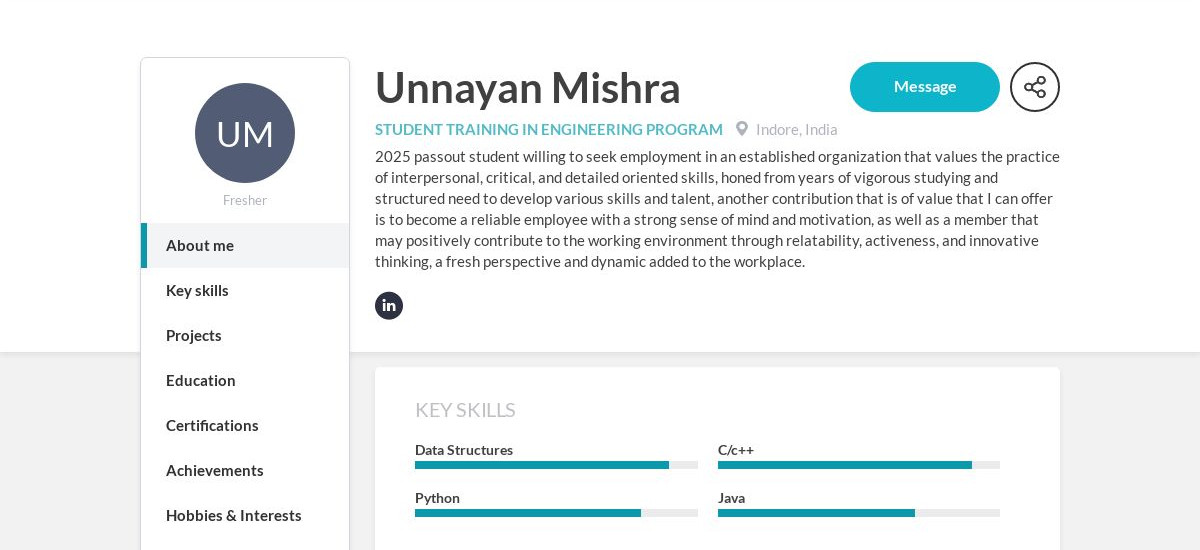 Unnayan Mishra Online Resume | CraftmyCV