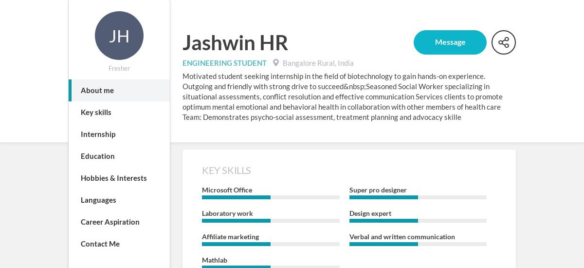 Jashwin HR Online Resume | CraftmyCV