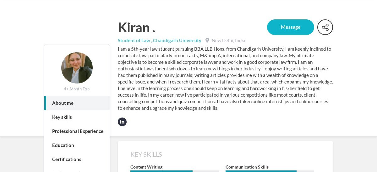 Kiran . Online Resume | CraftmyCV