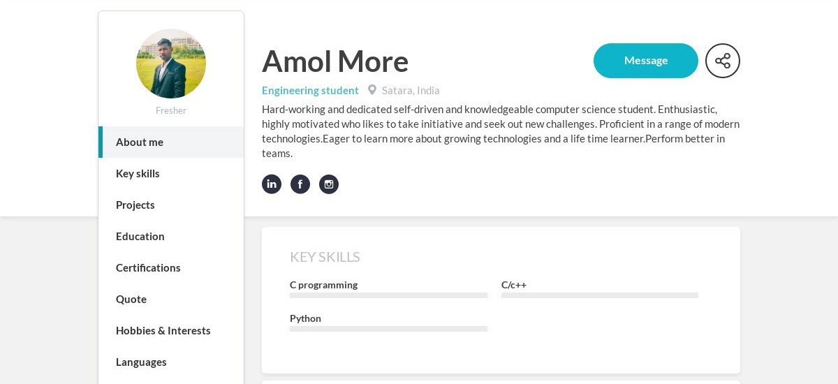 Amol More Online Resume | CraftmyCV