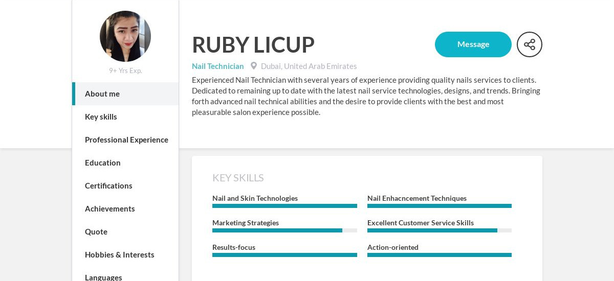 RUBY LICUP Online Resume | CraftmyCV