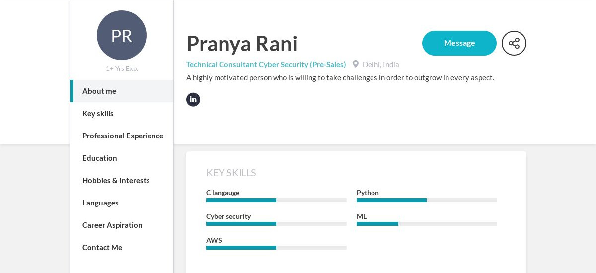 Pranya Rani Online Resume | CraftmyCV