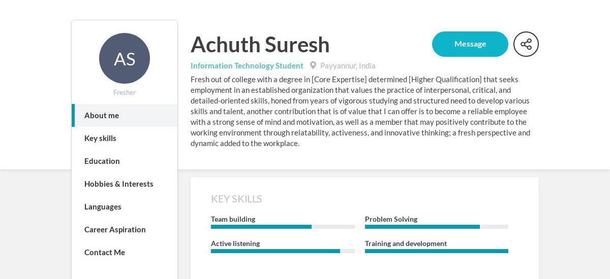 Achuth Suresh Online Resume | CraftmyCV