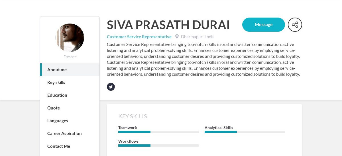 SIVA PRASATH DURAI Online Resume | CraftmyCV
